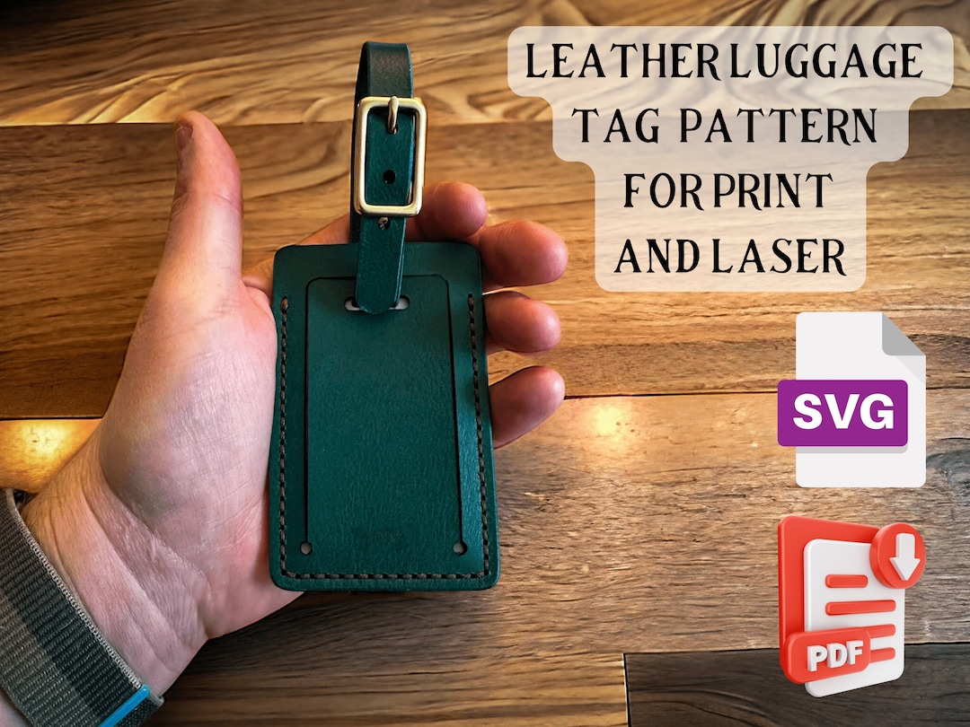 Leather Luggage Tag Pattern: DIY Laser or Print (SVG & PDF) Travel ...