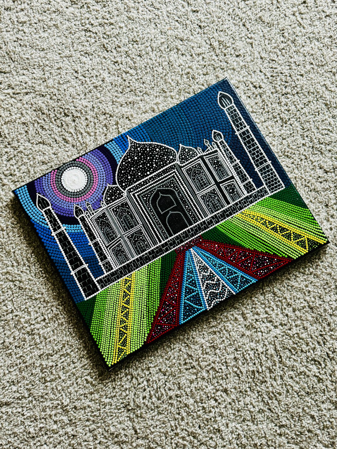 Taj Mahal - Vibrant Dot Mandala Wall Art - Etsy