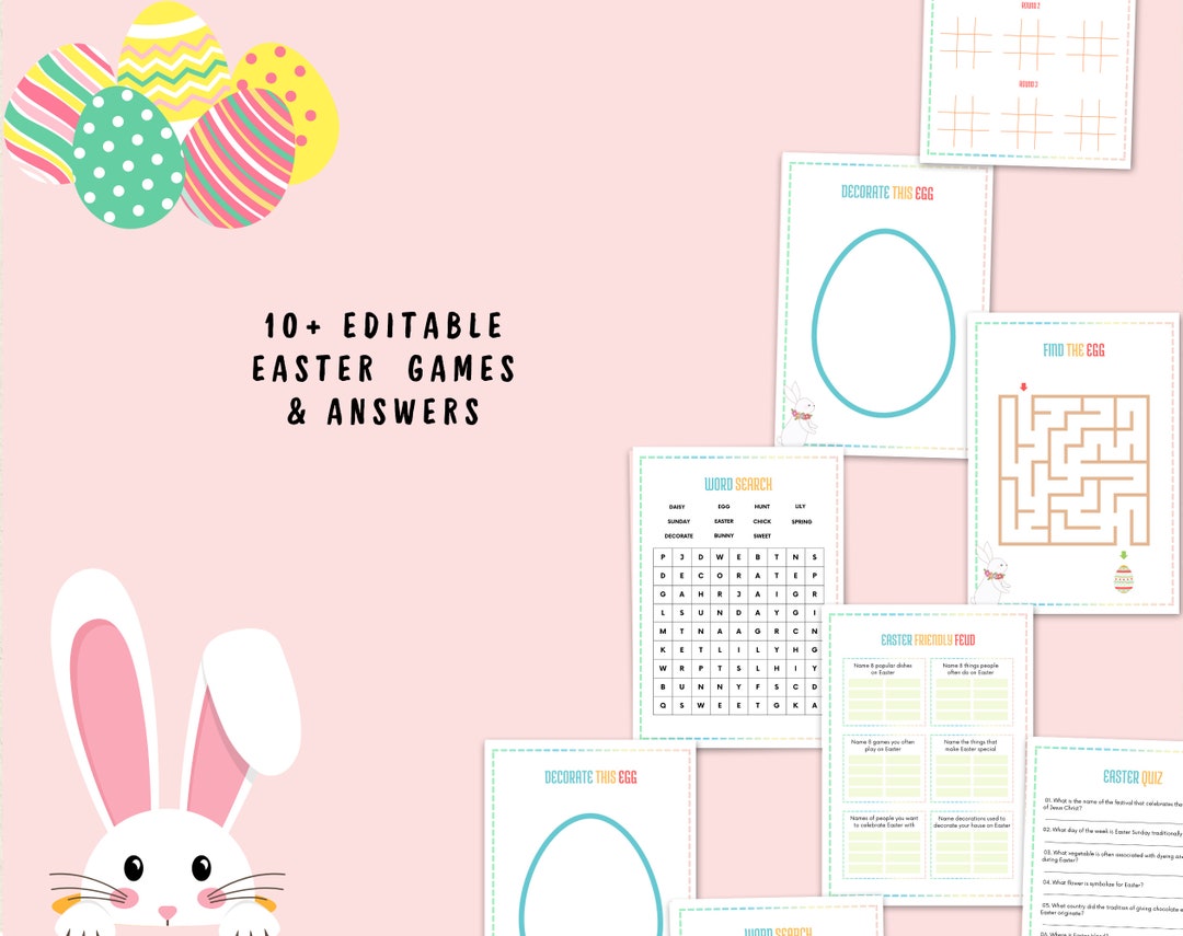 Easter Games Printable Editables Family Games Happy Easter Games for ...