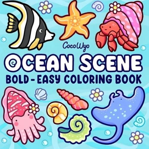 Coco Wyo Ocean Scene Bold Easy Coloring Book 50 Pages Digital Download ...
