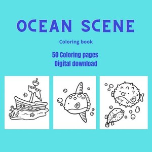 Coco Wyo Ocean Scene Bold Easy Coloring Book 50 Pages Digital Download ...