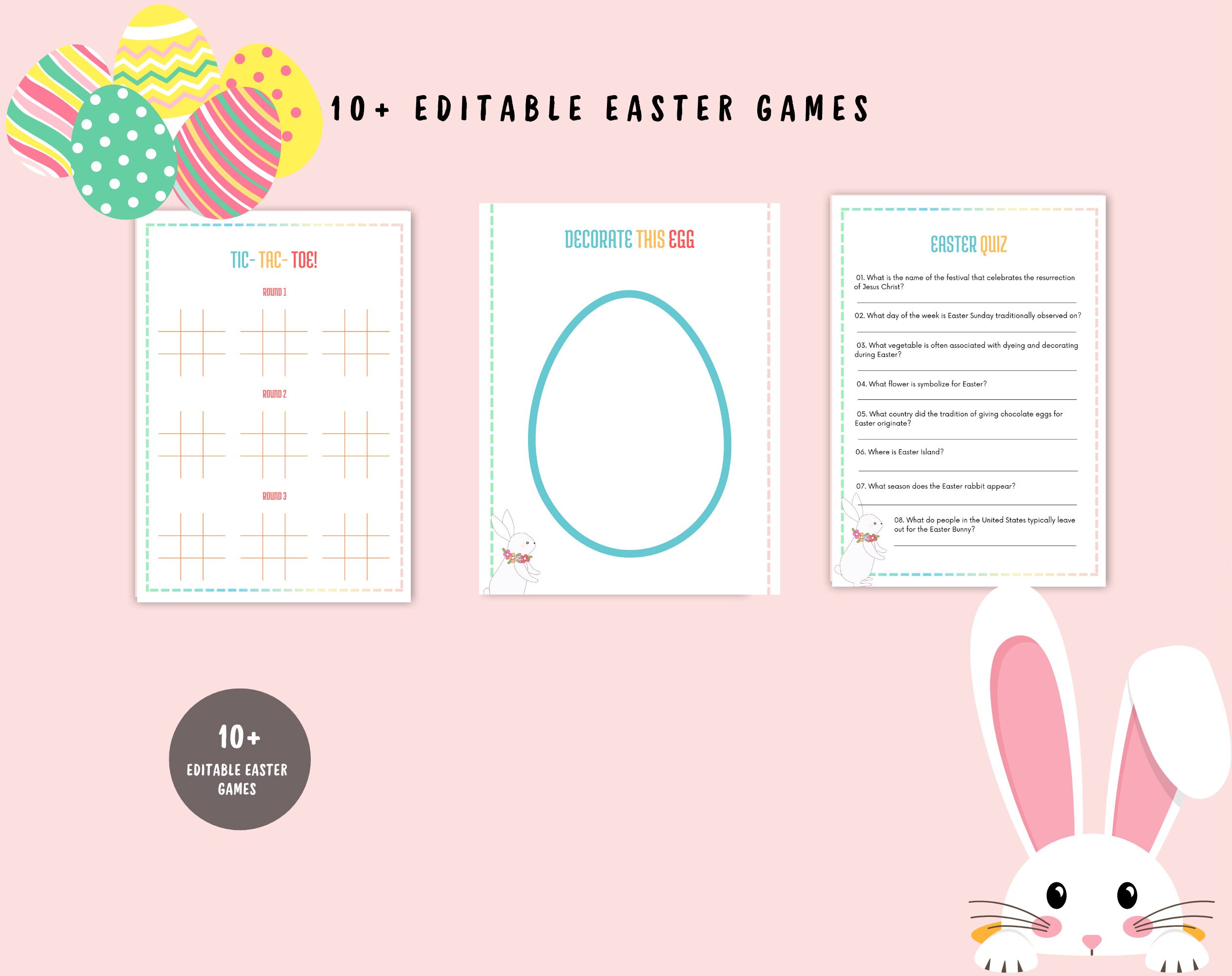 Easter Games Printable Editables Family Games Happy Easter Games for ...