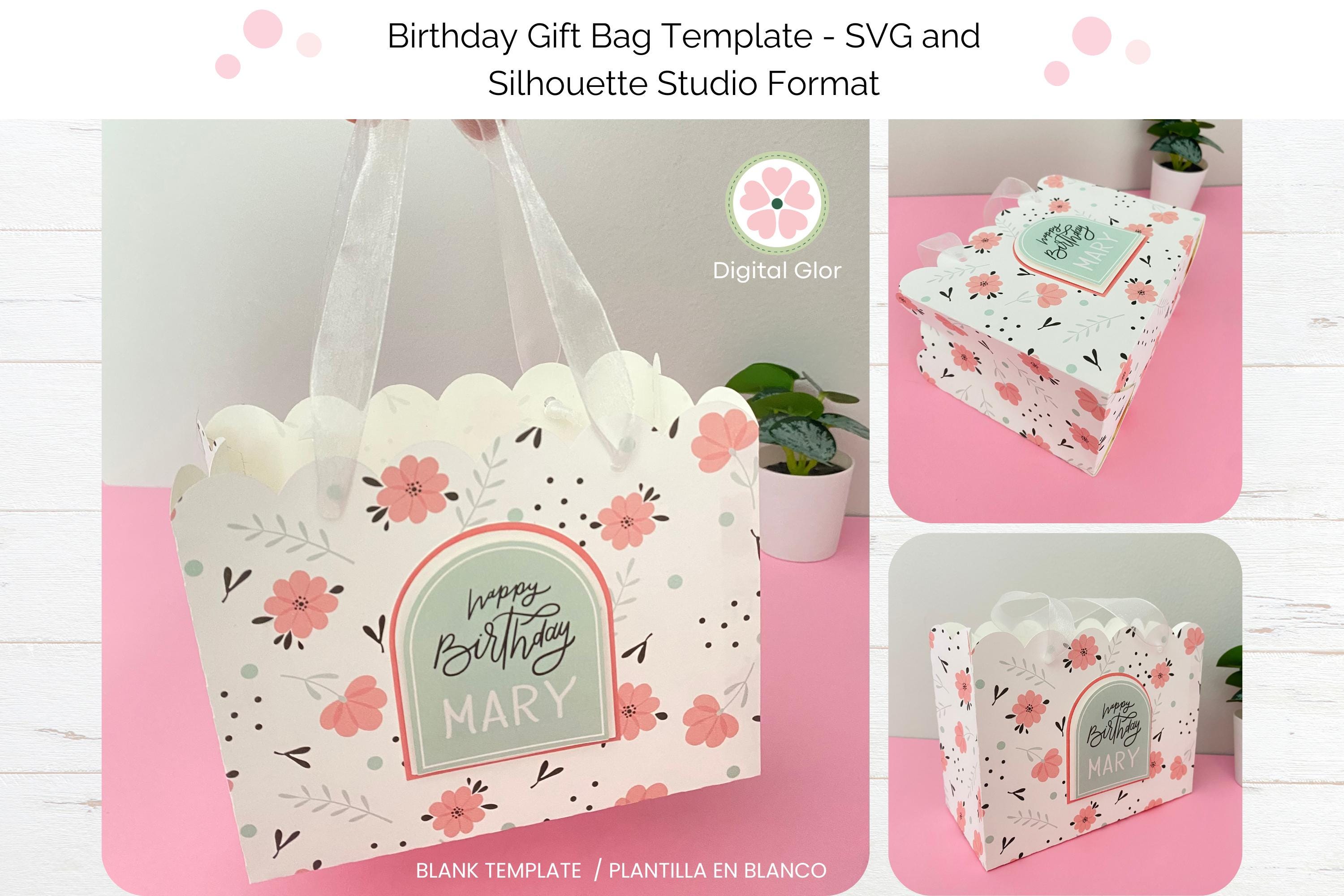 Birthday Gift Bag Template - Paper Bag SVG, Gift Box SVG, Favor Bag ...