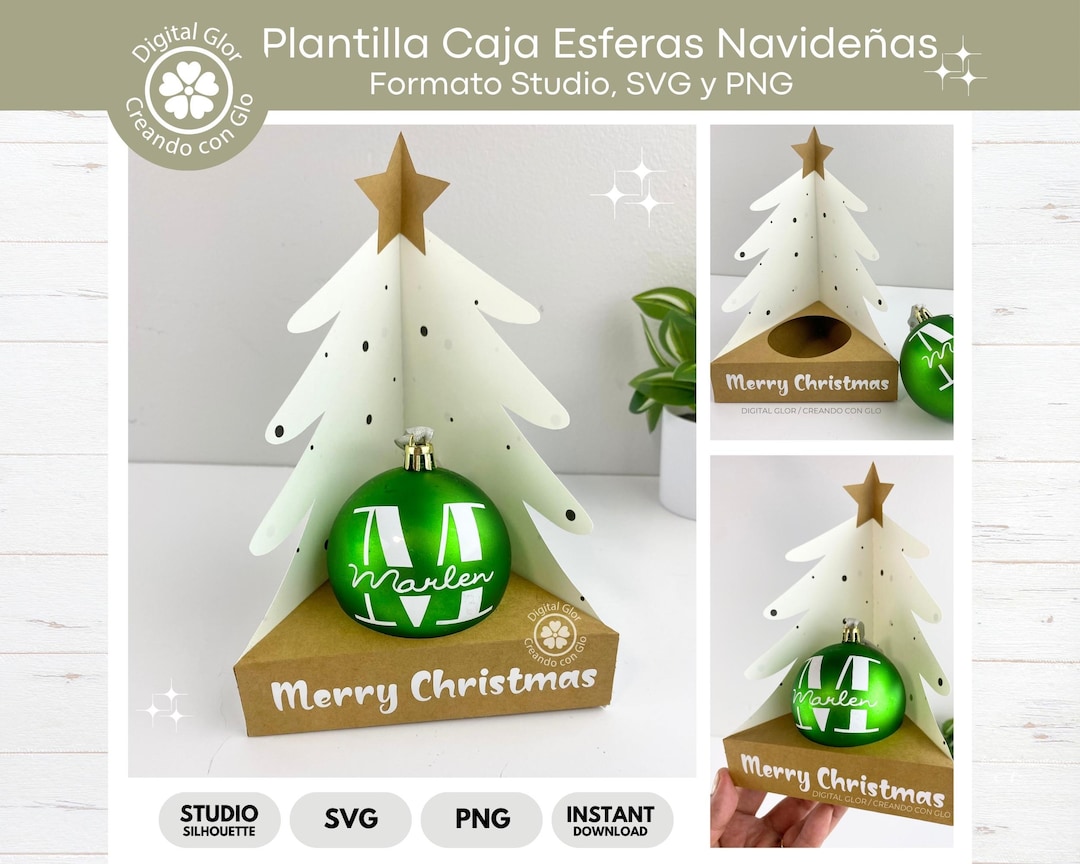 Christmas Pine Tree Shaped Box Template for Balls Studio Format, SVG ...