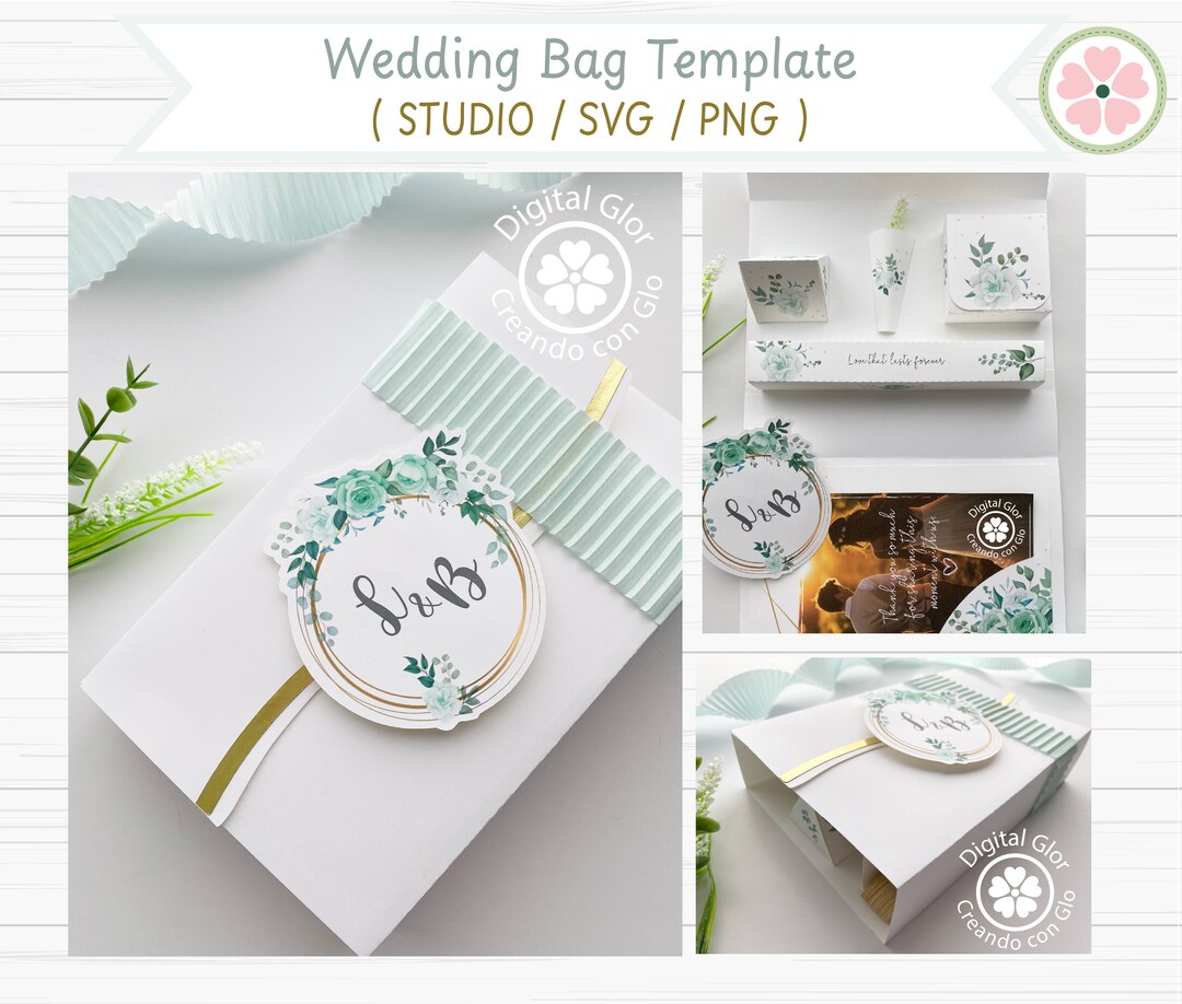Wedding Bag Template for Unique Invitations and Souvenirs. PDF/SVG ...