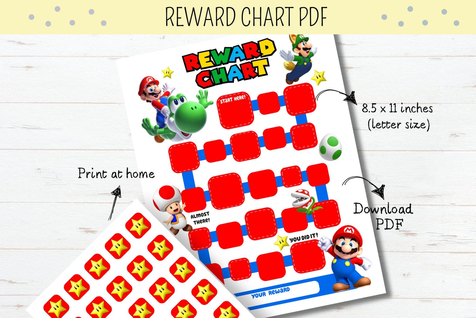 Reward Chart SUPER MARIO Printable Behavior Chart Daily Chore Chart ...