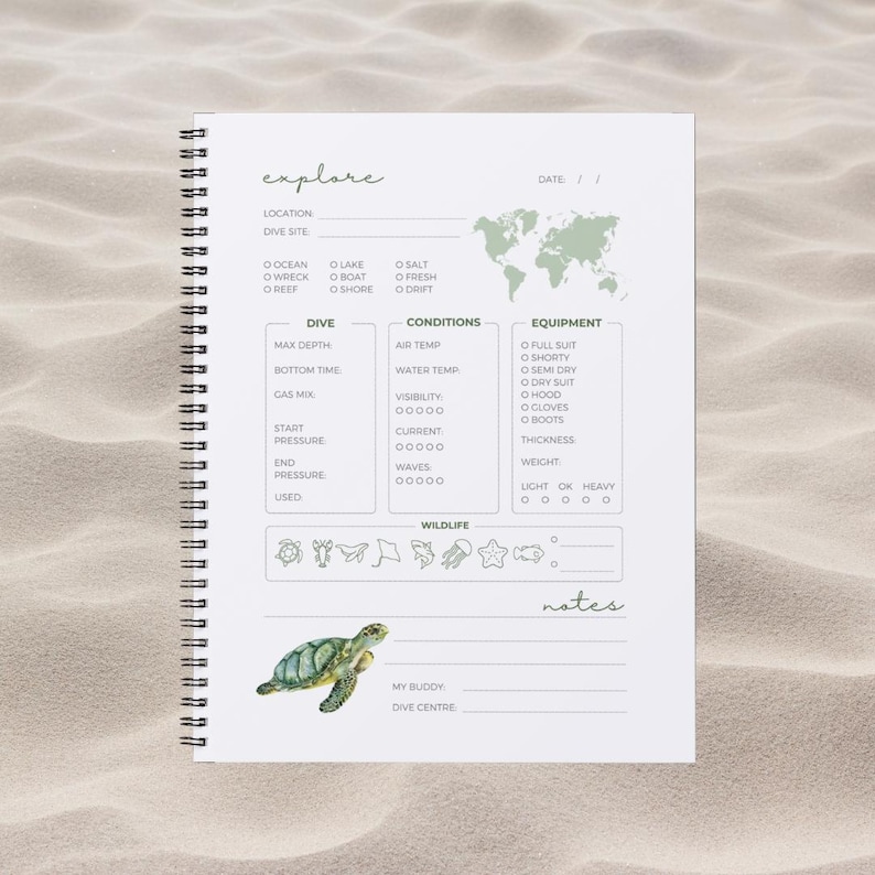 Scuba Dive Journal & Logbook | Scuba Diving Log Book | Travel Journal ...
