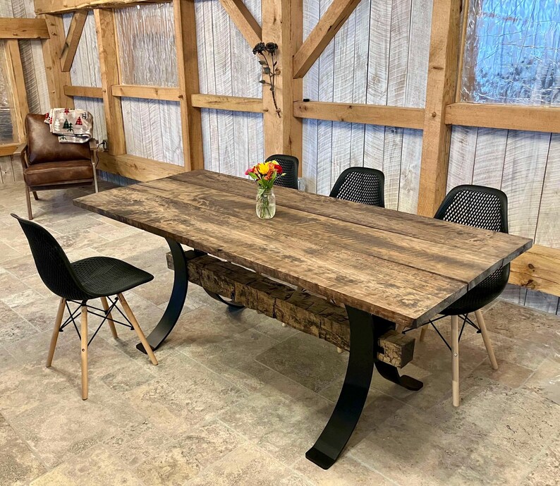 Farmhouse Curved Steel Table Legs: Timber Beam Set - Etsy