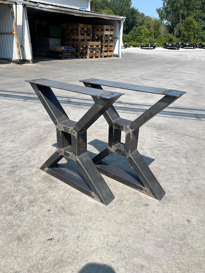 Farmhouse Table Legs: Metal X Frame With Center Cutout, 2x4 Steel Tube ...