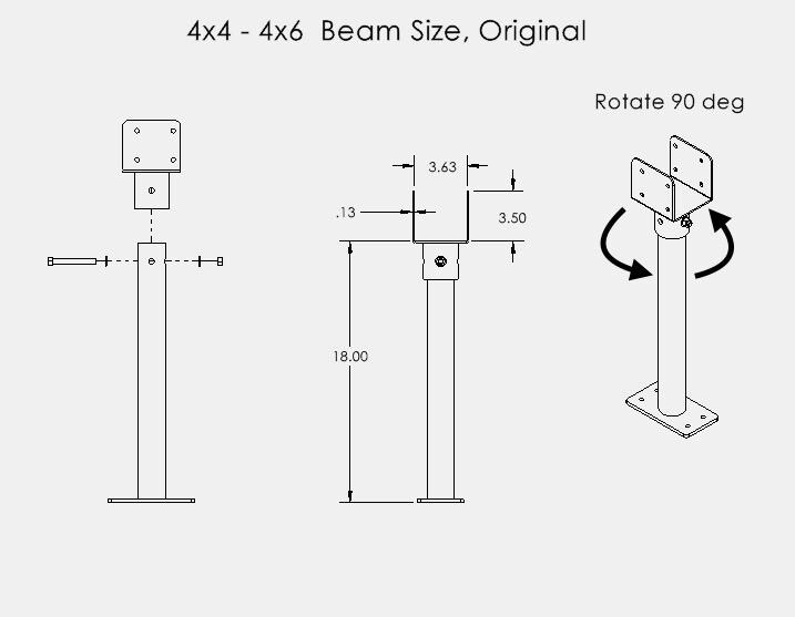 18in Roof Riser Bracket, Heavy Duty Steel, Fits 4x4, 4x6, 4x8 Wood ...