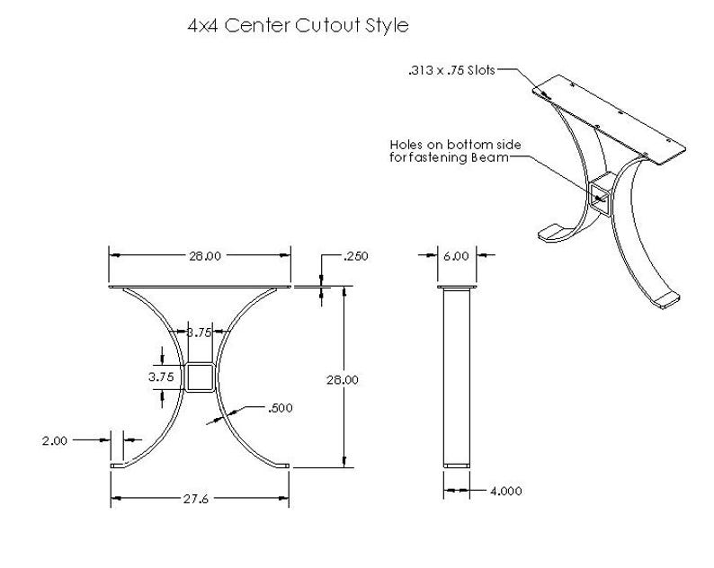 Farmsyle Curved Table Legs, Steel Curved Table Legs With Center Opening ...