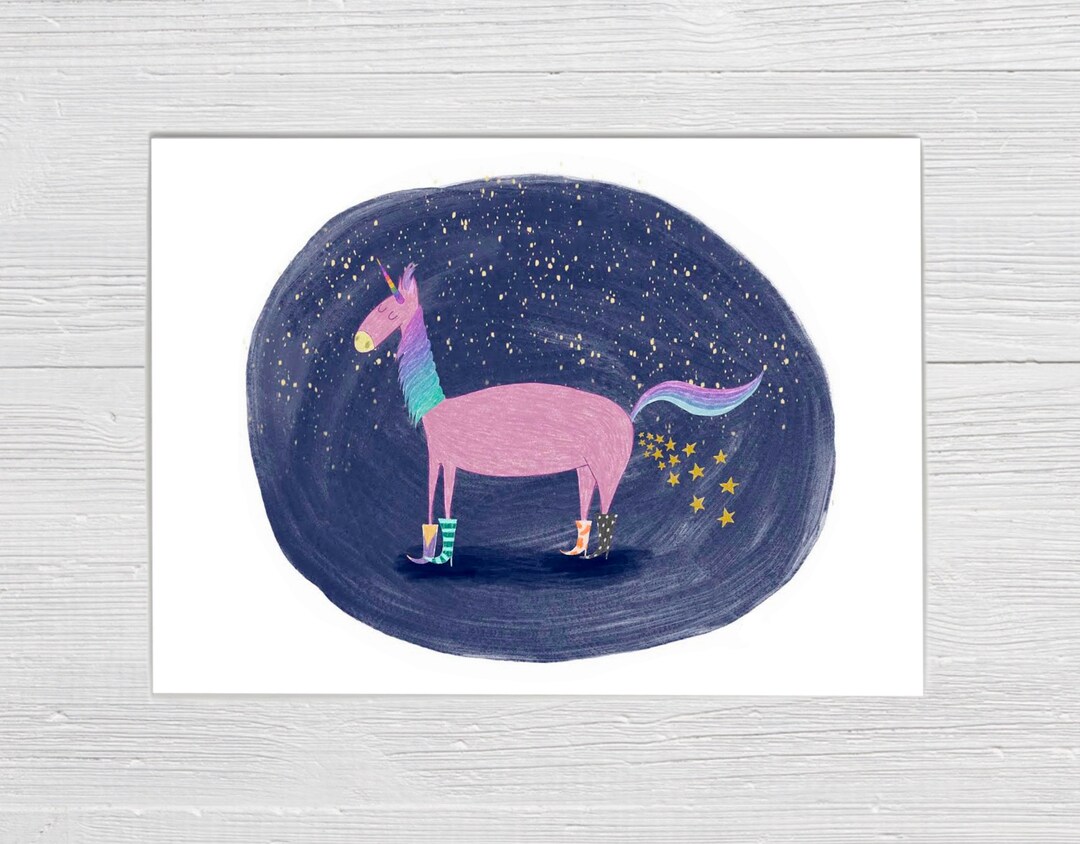 Unicorn Fart Funny Postcard Kids Decor - Etsy