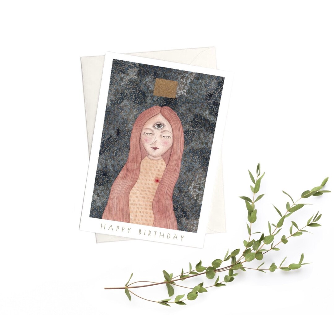 Happy Birthday Greeting Card Third Eye - Etsy