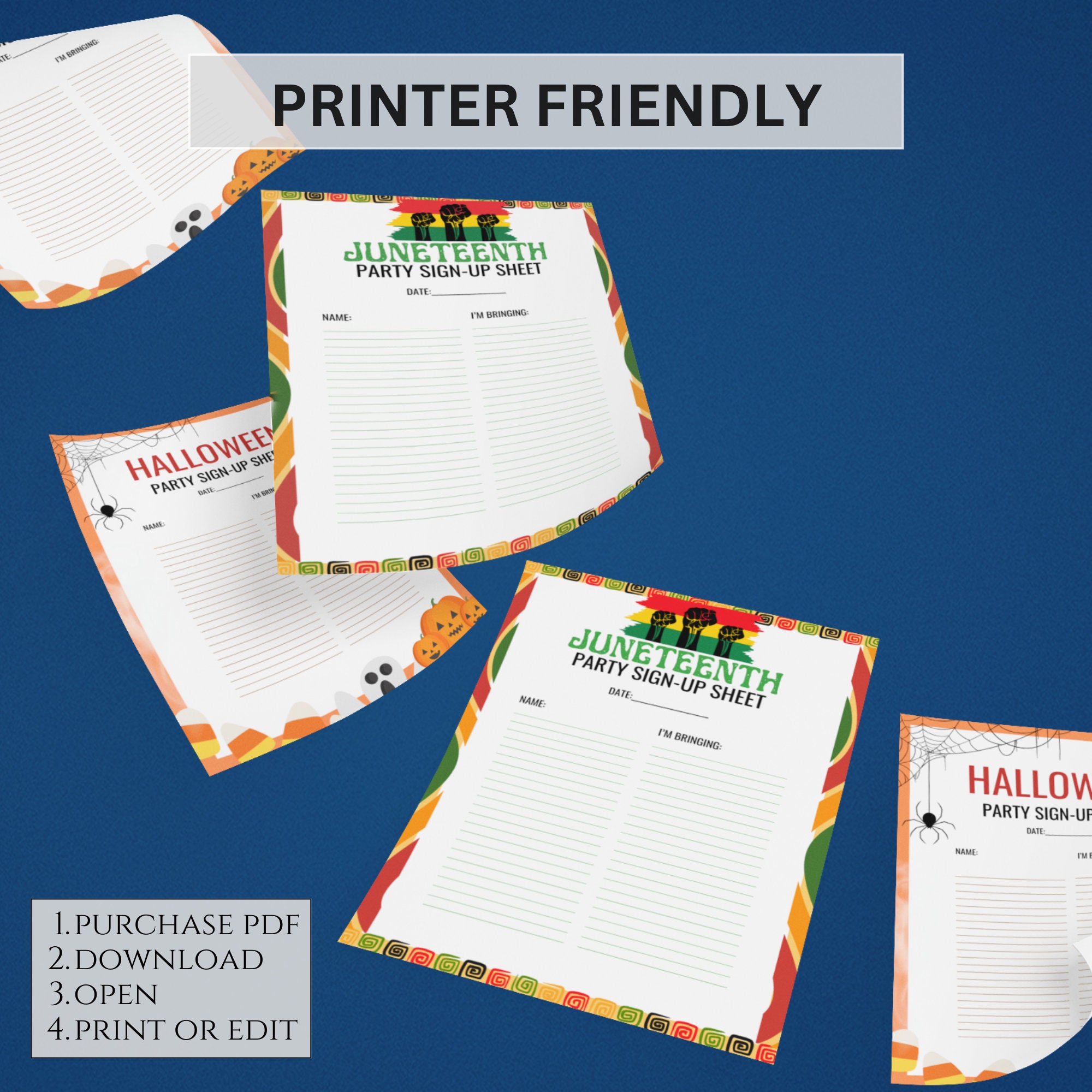 12 Printable Holiday Party Sign up Sheets, Class or Organization ...