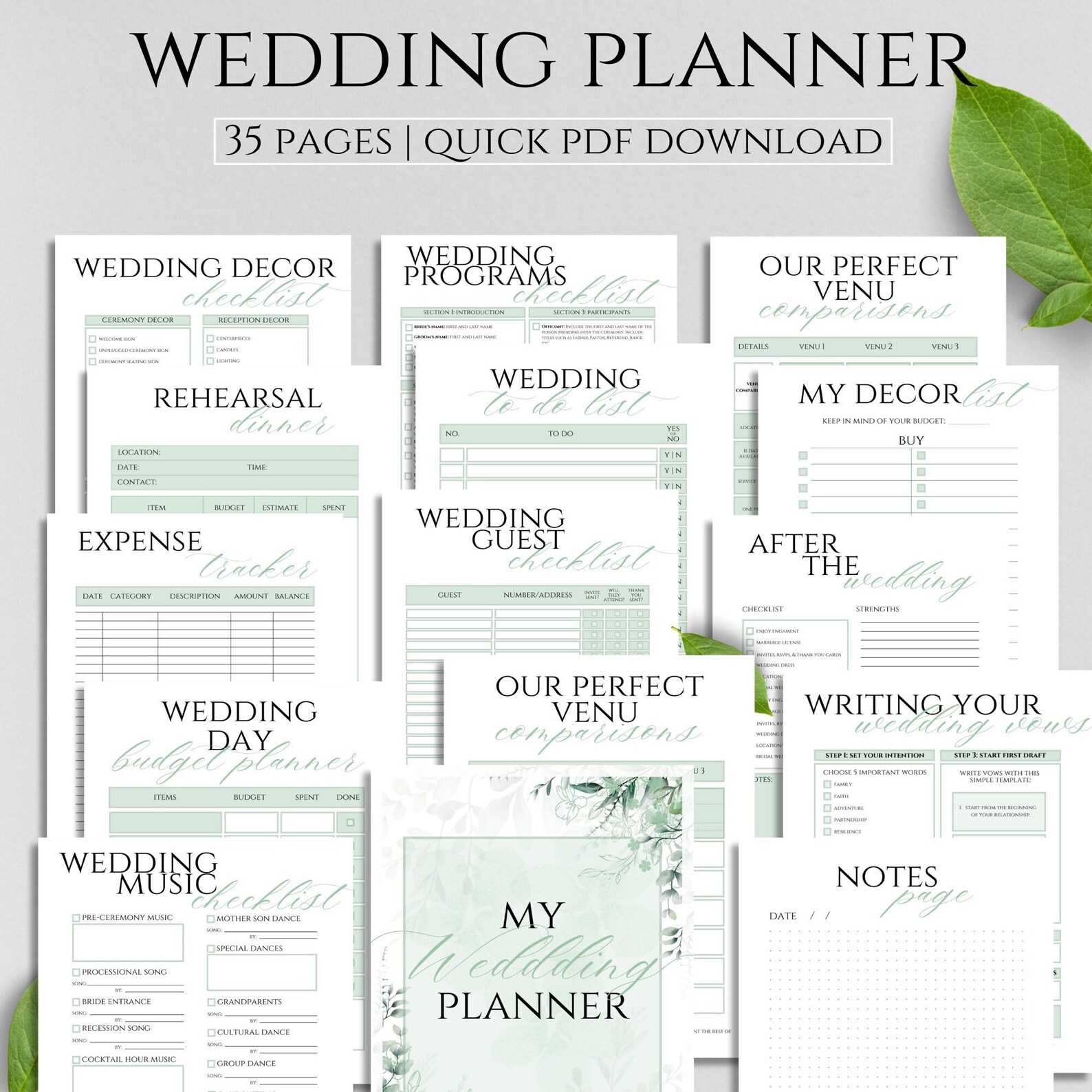 Wedding Planner Printable Wedding Planner Pages Wedding Plan Bundle ...
