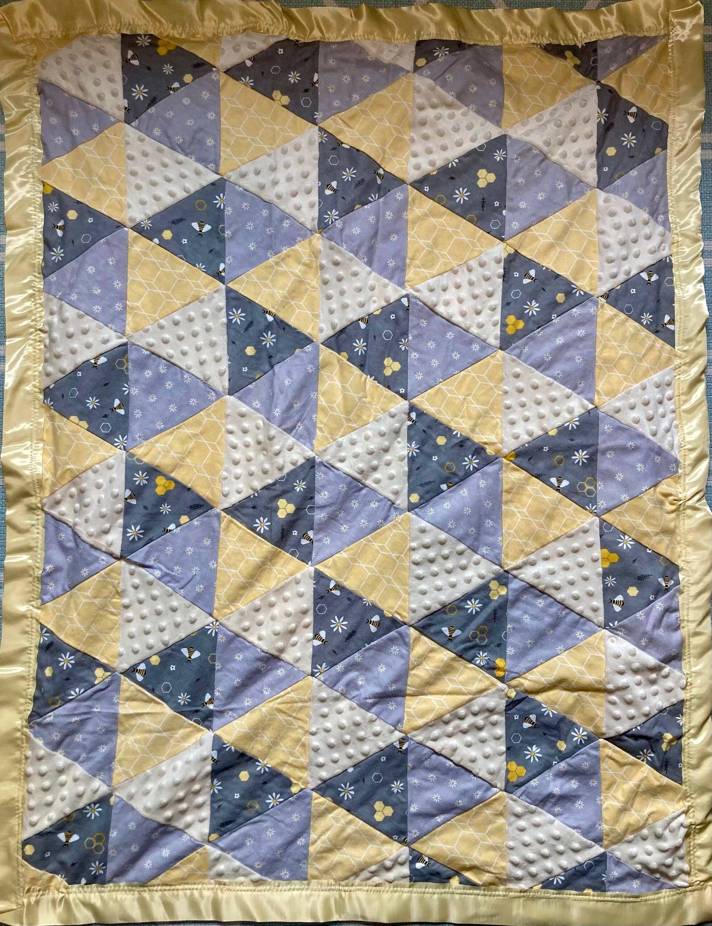 Yellow Bees & Daisies Patchwork Baby Quilt With Matching Teddy Bear - Etsy