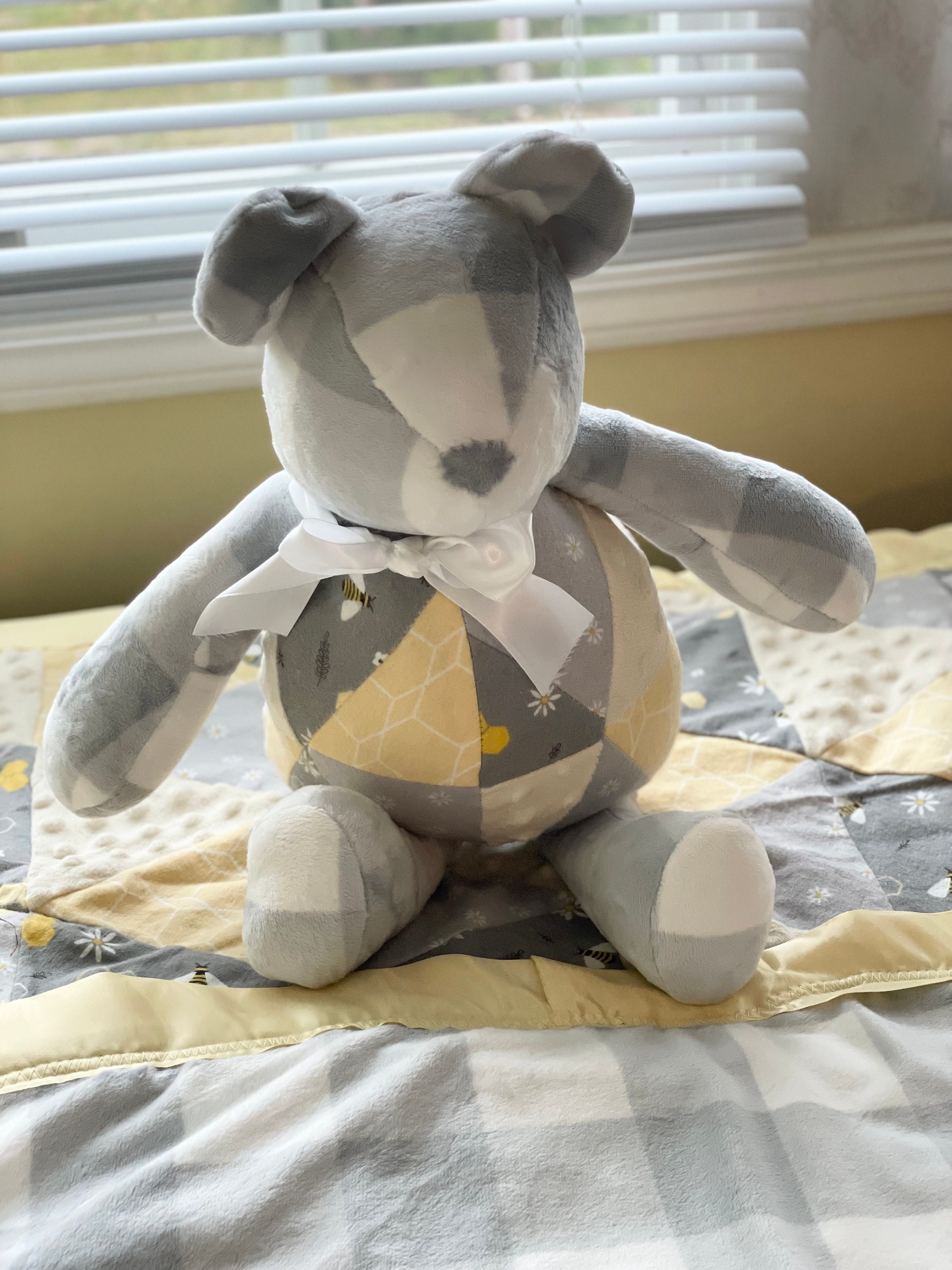 Yellow Bees & Daisies Patchwork Baby Quilt With Matching Teddy Bear - Etsy