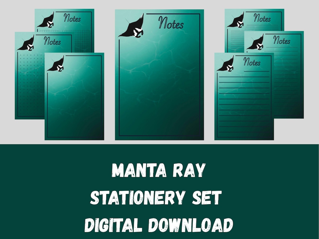 Manta Ray Kona Hawaii Stationery Set Digital Download, Ocean Writing ...