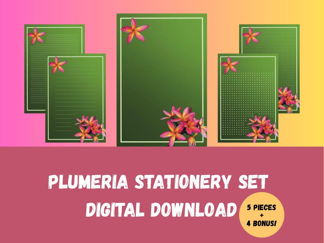 Plumeria Kona Hawaii Stationery Set Digital Download, Floral Writing ...