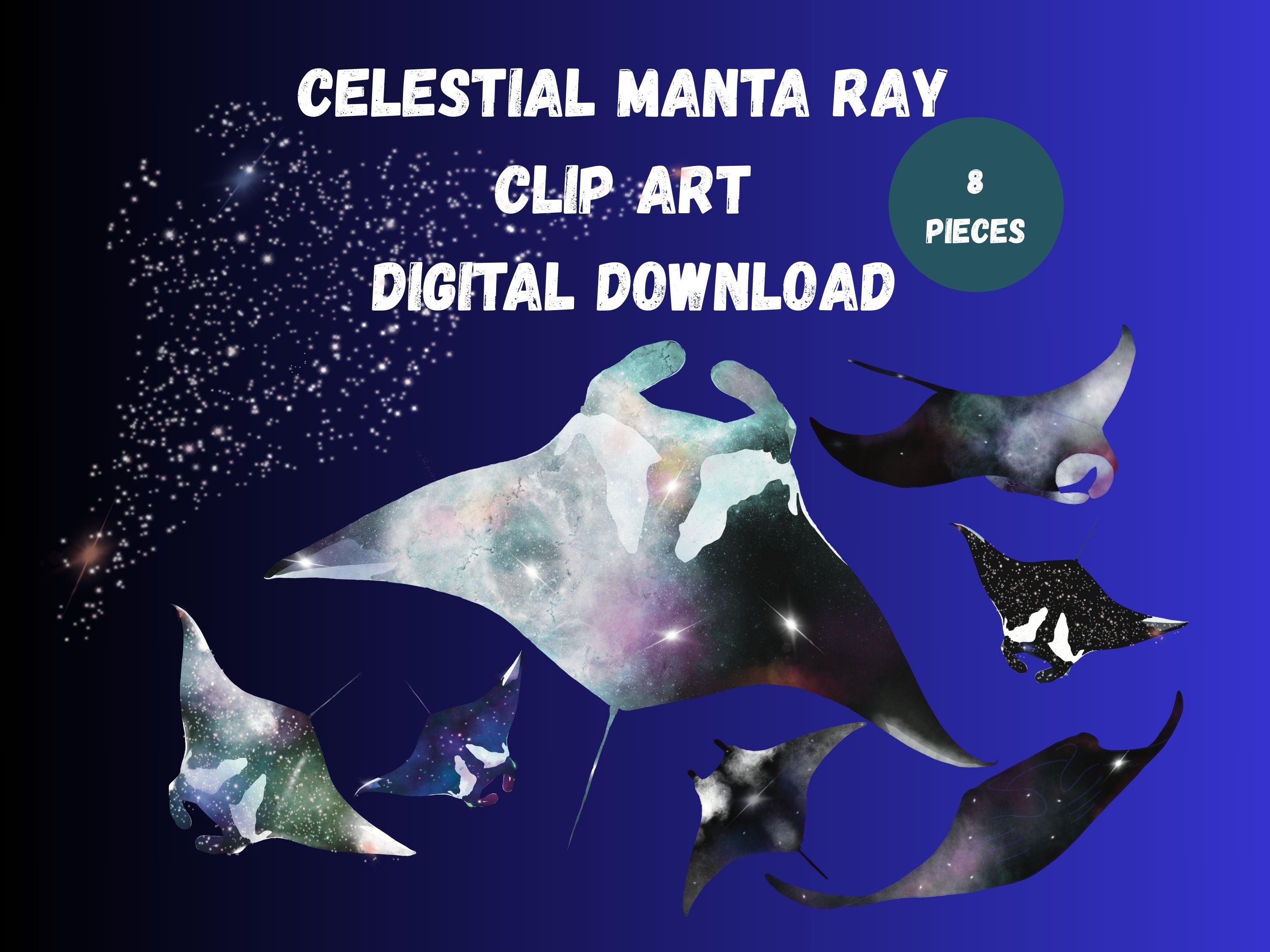 Celestial Manta Ray Clip Art File, PNG Transparent Background, JPG With ...