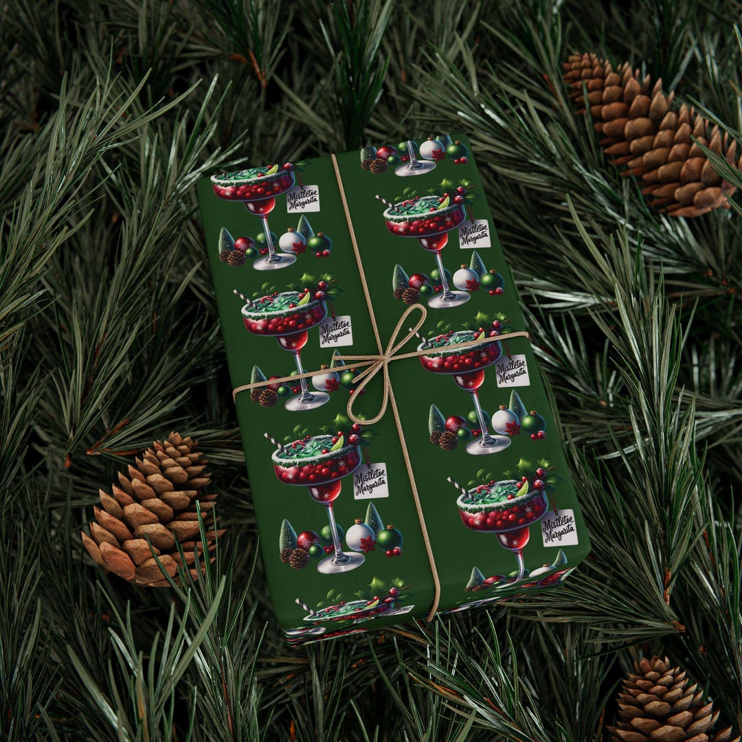 Mistletoe Margarita Gift Wrapping Paper Festive Christmas Cocktail ...