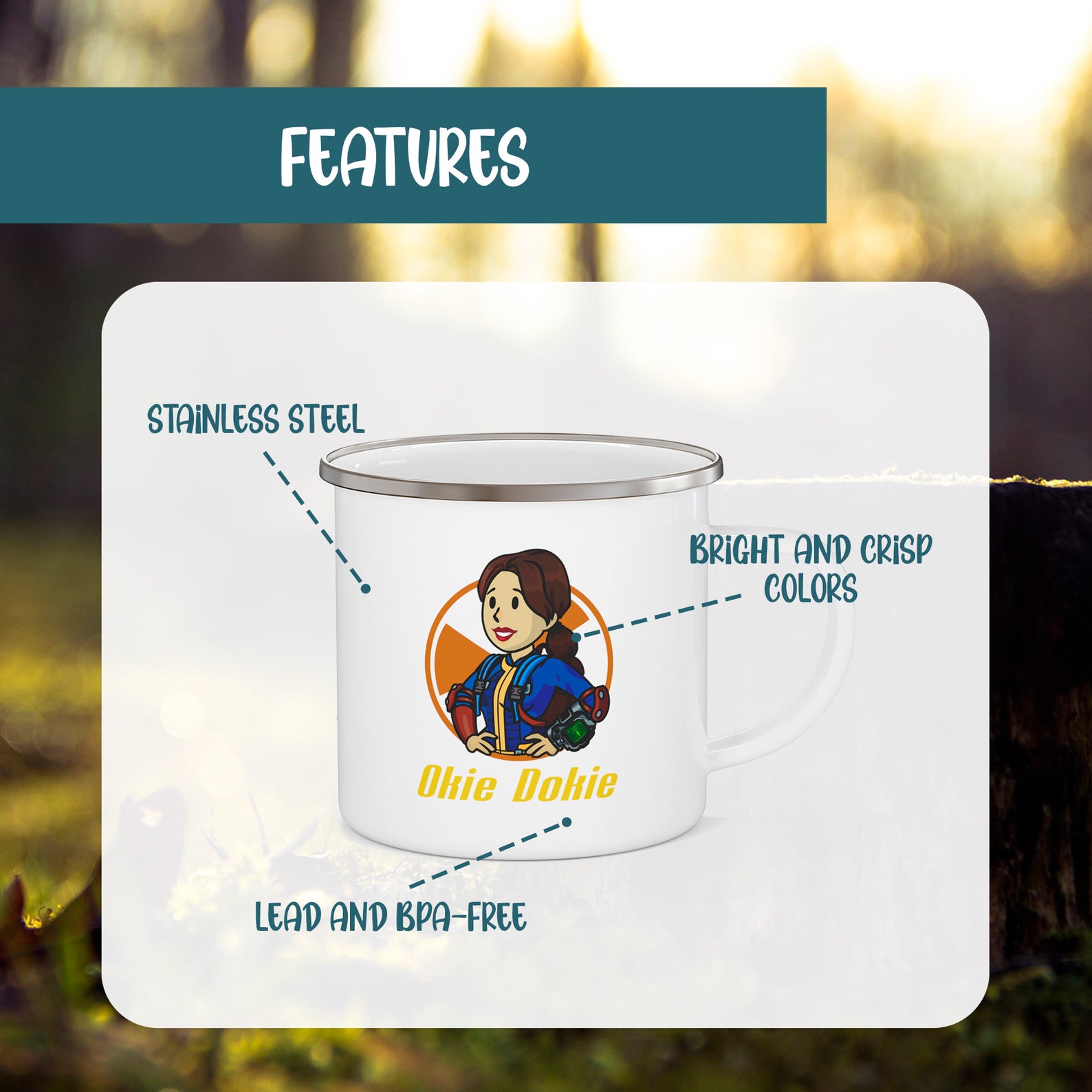 Fallout Lucy Enamel Mug 12OZ, Fallout Lucy Mug, Okie Dokie, Personalized Mug, Birthday Gift ...