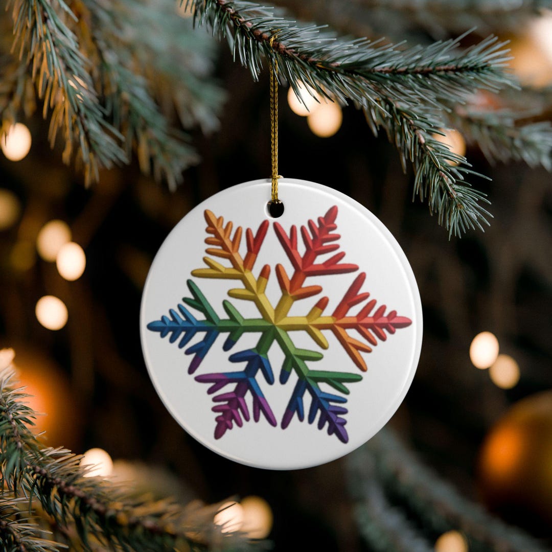 Christmas Rainbow Snowflake Ceramic Ornaments, LGBTQ Pride Gay Gifts ...
