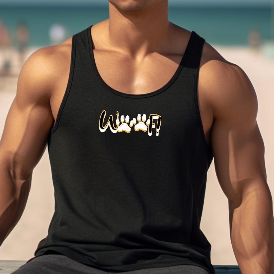 WOOF Bear Paw Tank Top, Gay Bear Pride 2025 Shirt, Funny LGBTQ Mens Tee ...