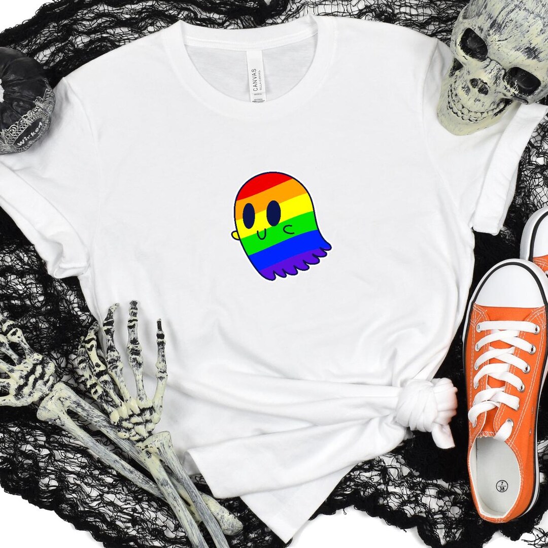 Halloween Rainbow Pride Ghost T-shirt, Pride Gay Flag Tee, LGBTQ+ Queer ...