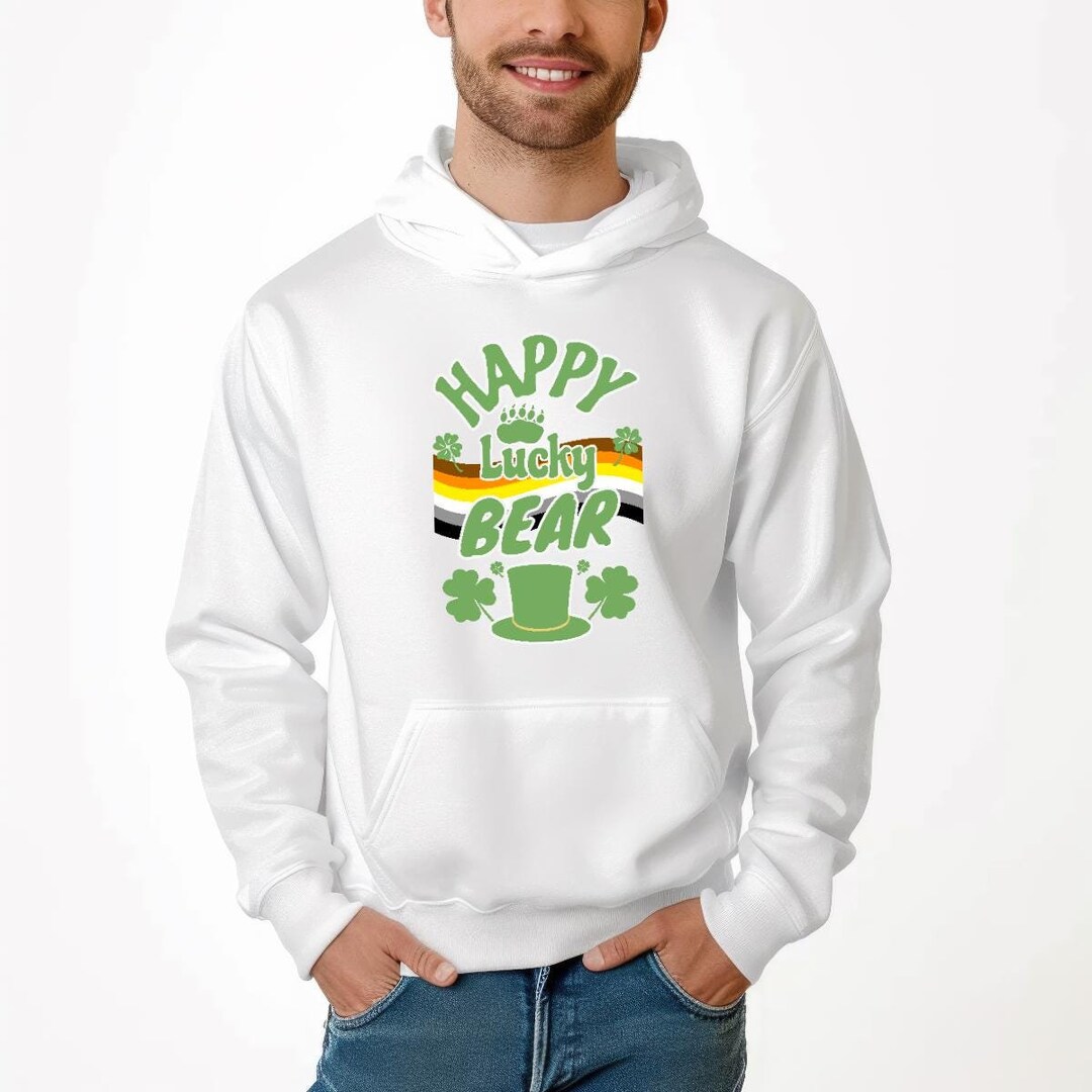Happy Lucky Gay Bear Flag Unisex Pullover Hoodie LGBTQ St Patrick's Day ...