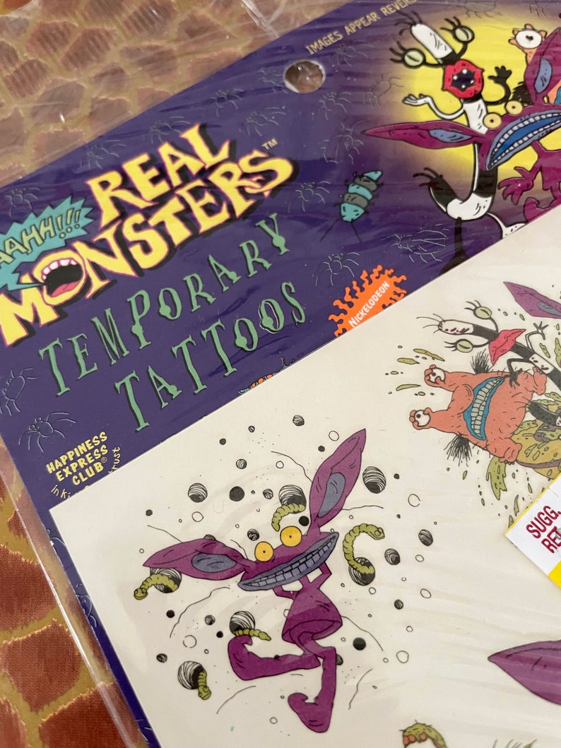 Vintage Aaahh!!! Real Monsters Temporary Tattoos Nickelodeon - Etsy