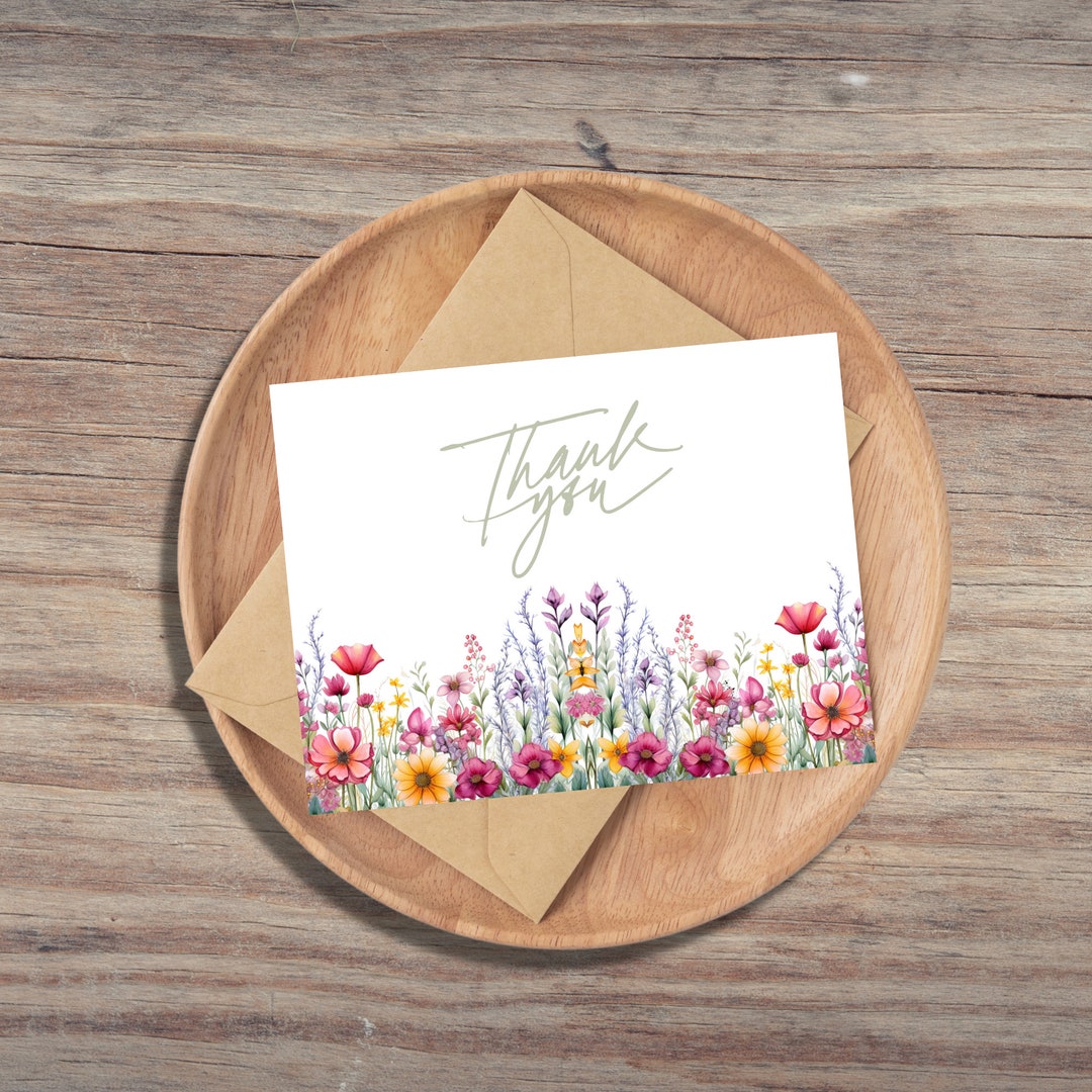 Wildflower Thank You Card | Floral Thank You Card | Garden Thank You ...
