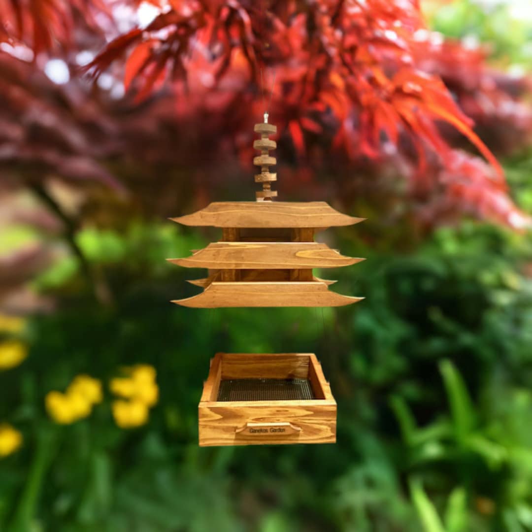 Asian Style Cedar Chiisai Hanging Bird Feeder: Outdoor Pagoda Style - Etsy