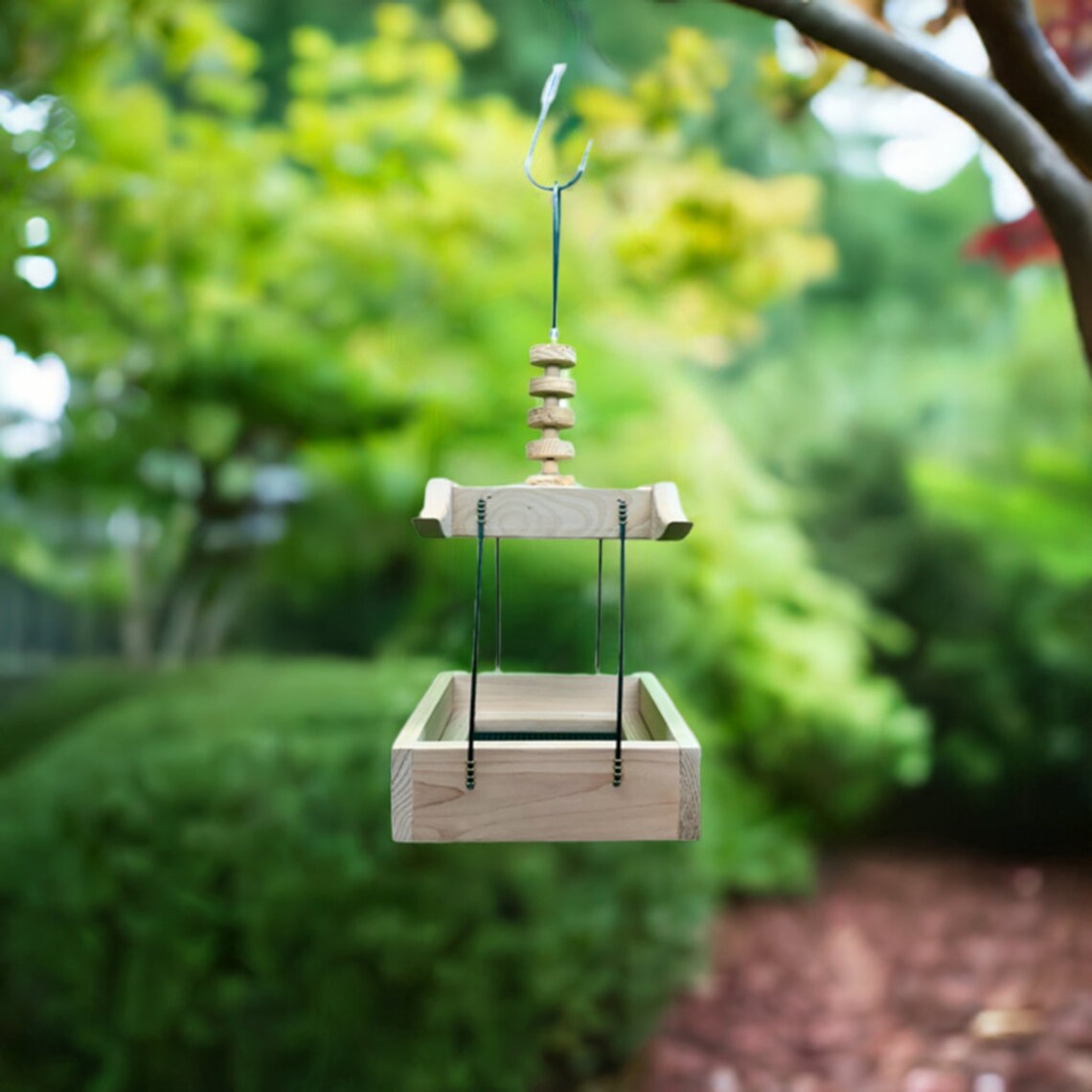 Cedar Asian Pagoda Tera Bird Feeder: Hanging Outdoor Birdwatcher Gift ...