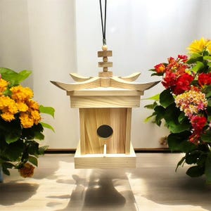 Pagoda Birdhouse, Hanging Cedar Bird House, Japanese Garden Decor - Etsy