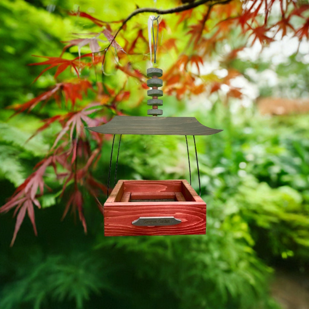 Cedar Asian Pagoda Tera Bird Feeder: Hanging Outdoor Birdwatcher Gift ...