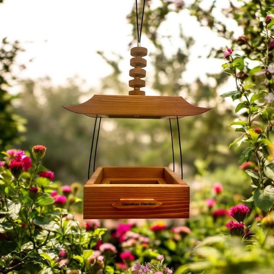 Cedar Asian Pagoda Tera Bird Feeder: Hanging Outdoor Birdwatcher Gift ...