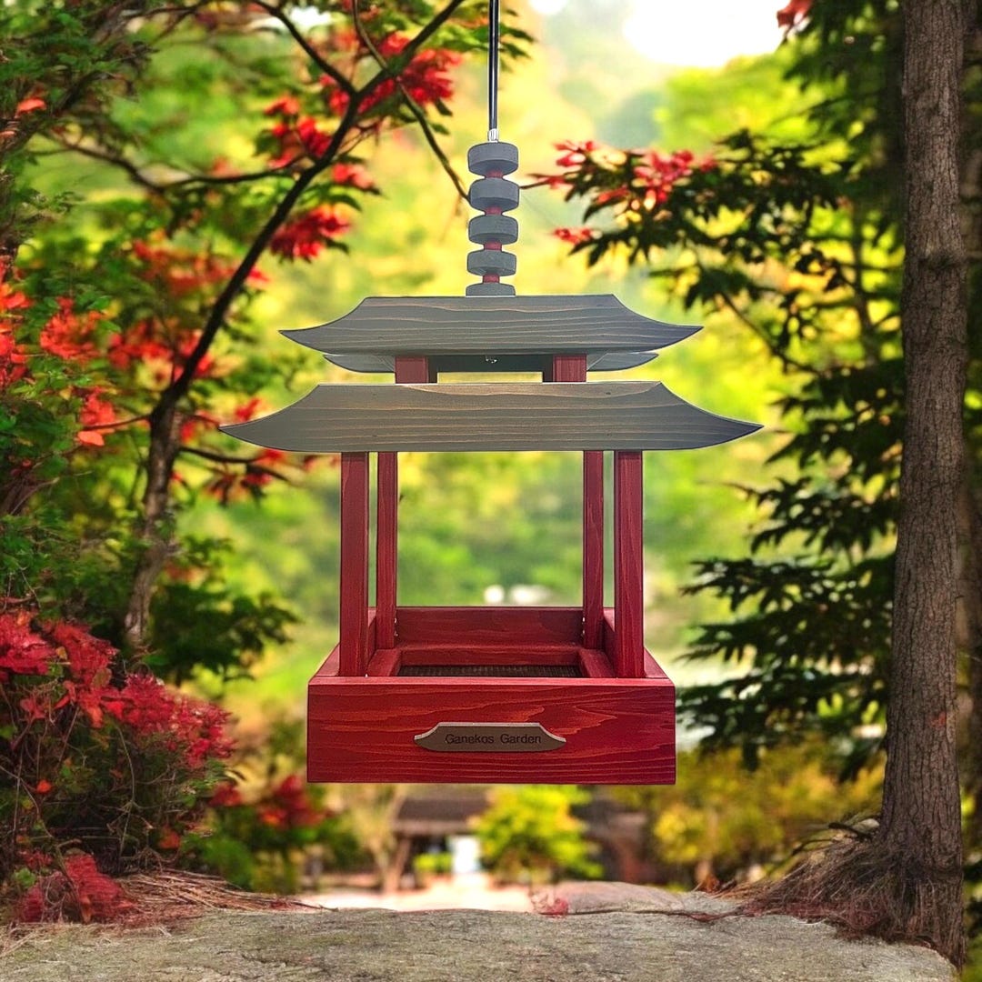 Asian Pagoda Otera Bird Feeder: Cedar Wood Outdoor Hanging Platform - Etsy