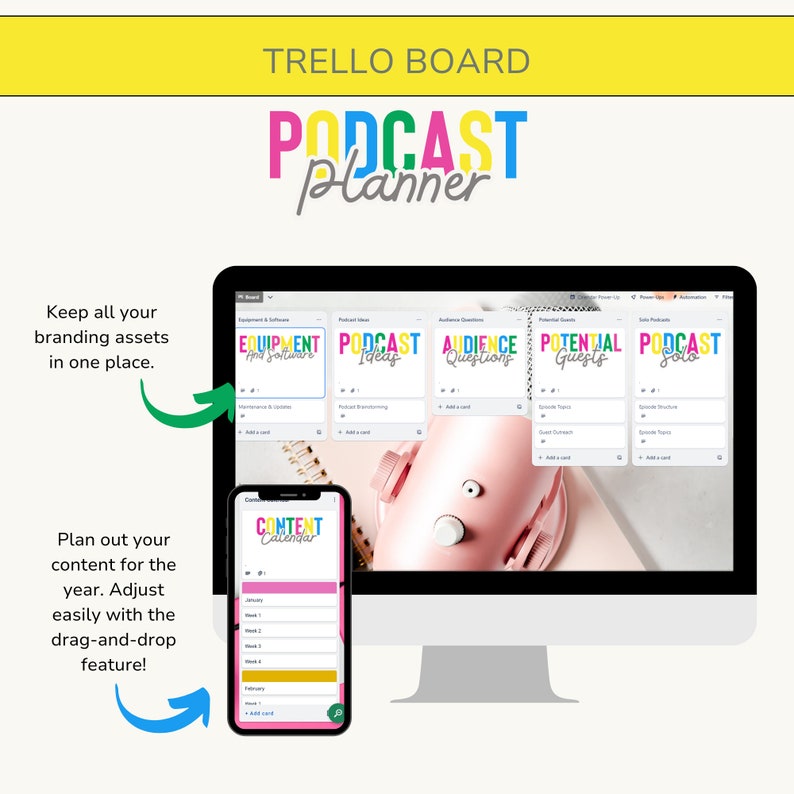 Trello Podcast Planner, Podcast Planning, Podcast Production, Podcast Workflow, Trello Template ...