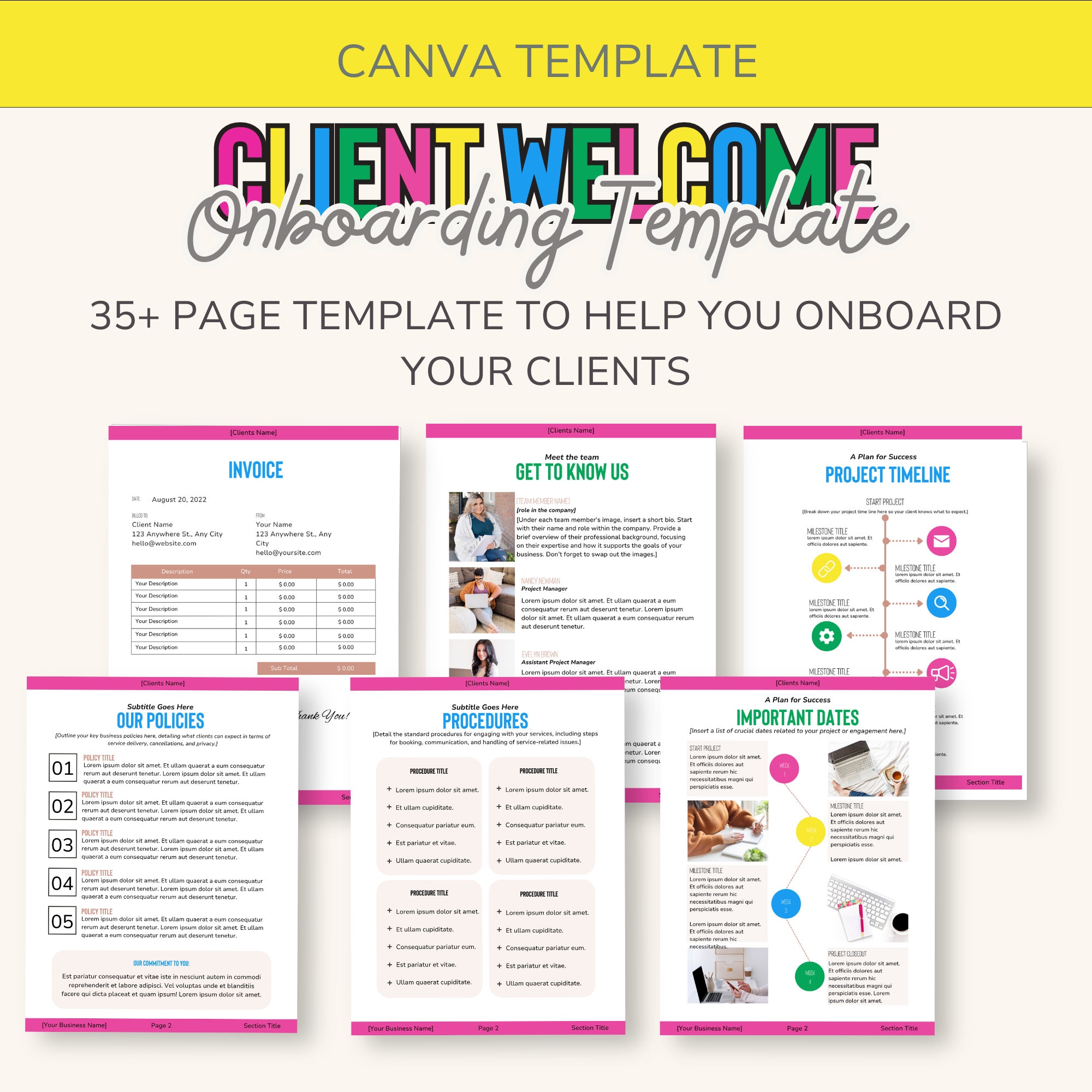 Onboarding Packet, Welcome Guide, Client Onboarding Template, New ...