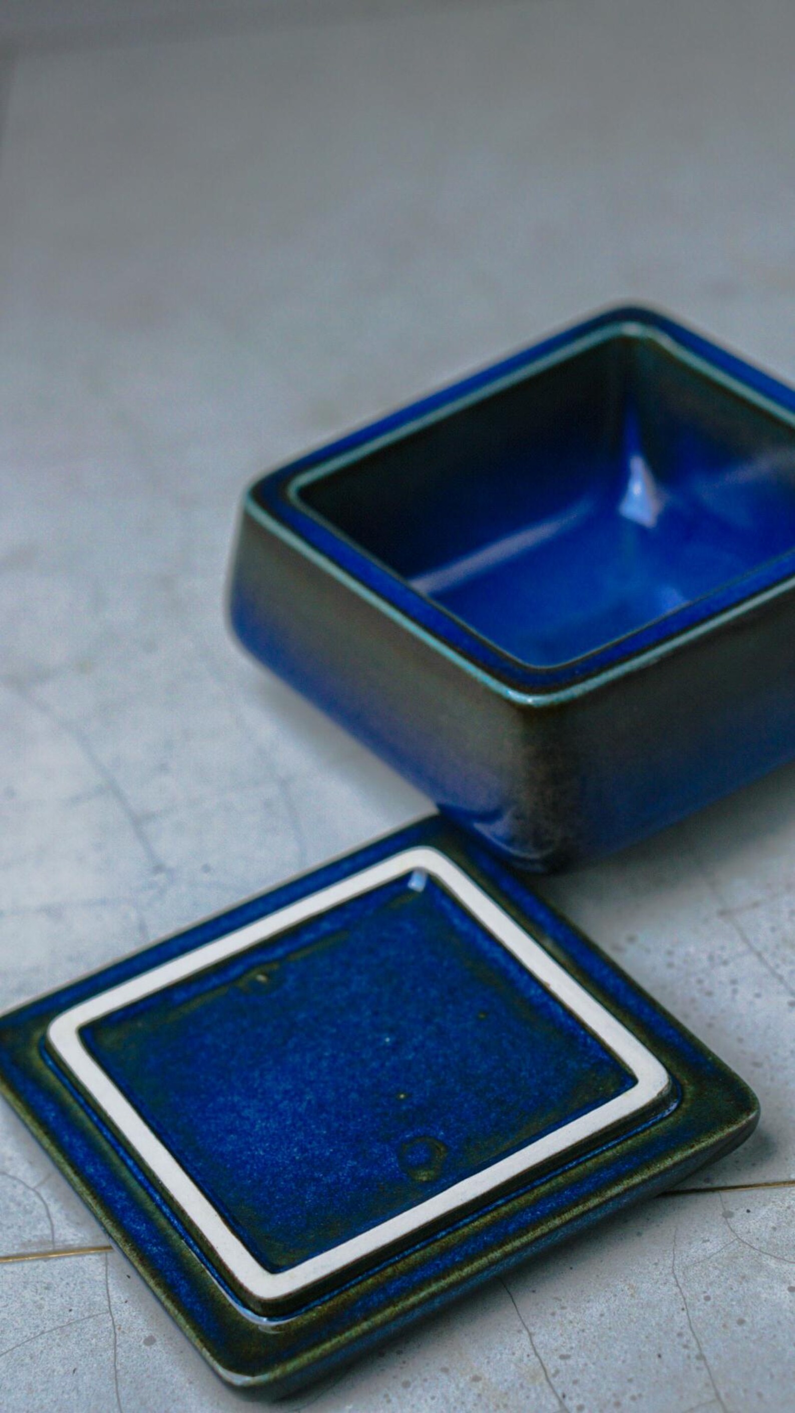 Sven Jonson Gustavsberg Lagoon Series 1960s Blue Ceramic Jewelry Box ...