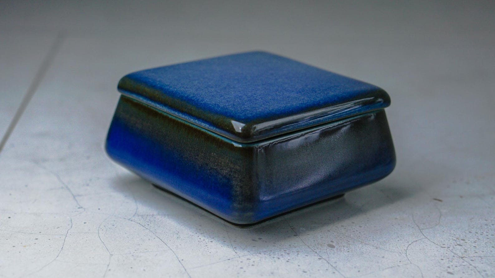 Sven Jonson Gustavsberg Lagoon Series 1960s Blue Ceramic Jewelry Box ...