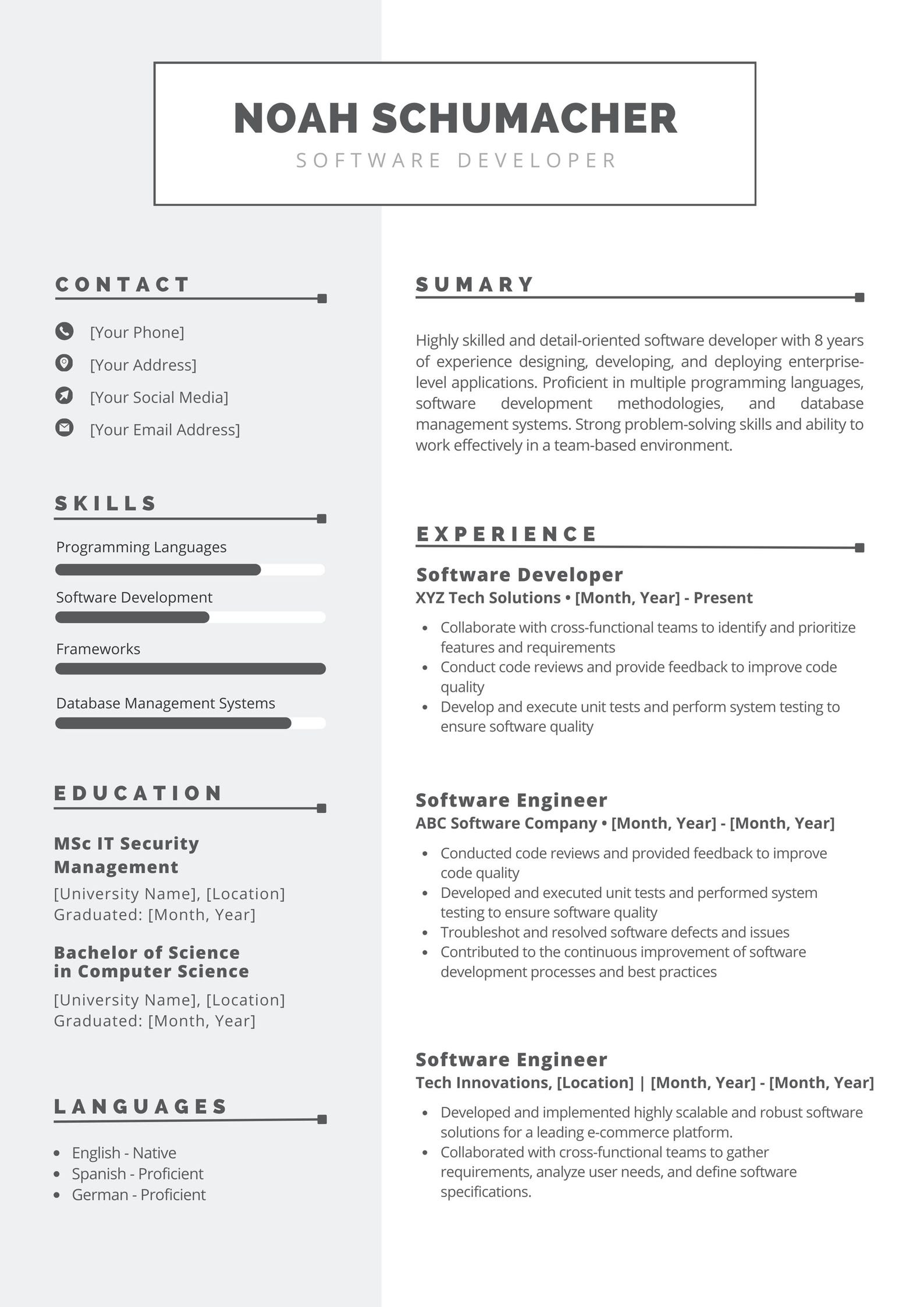 Modern Curriculum Vitae Canva Template, Clean Minimalist CV and Cover ...