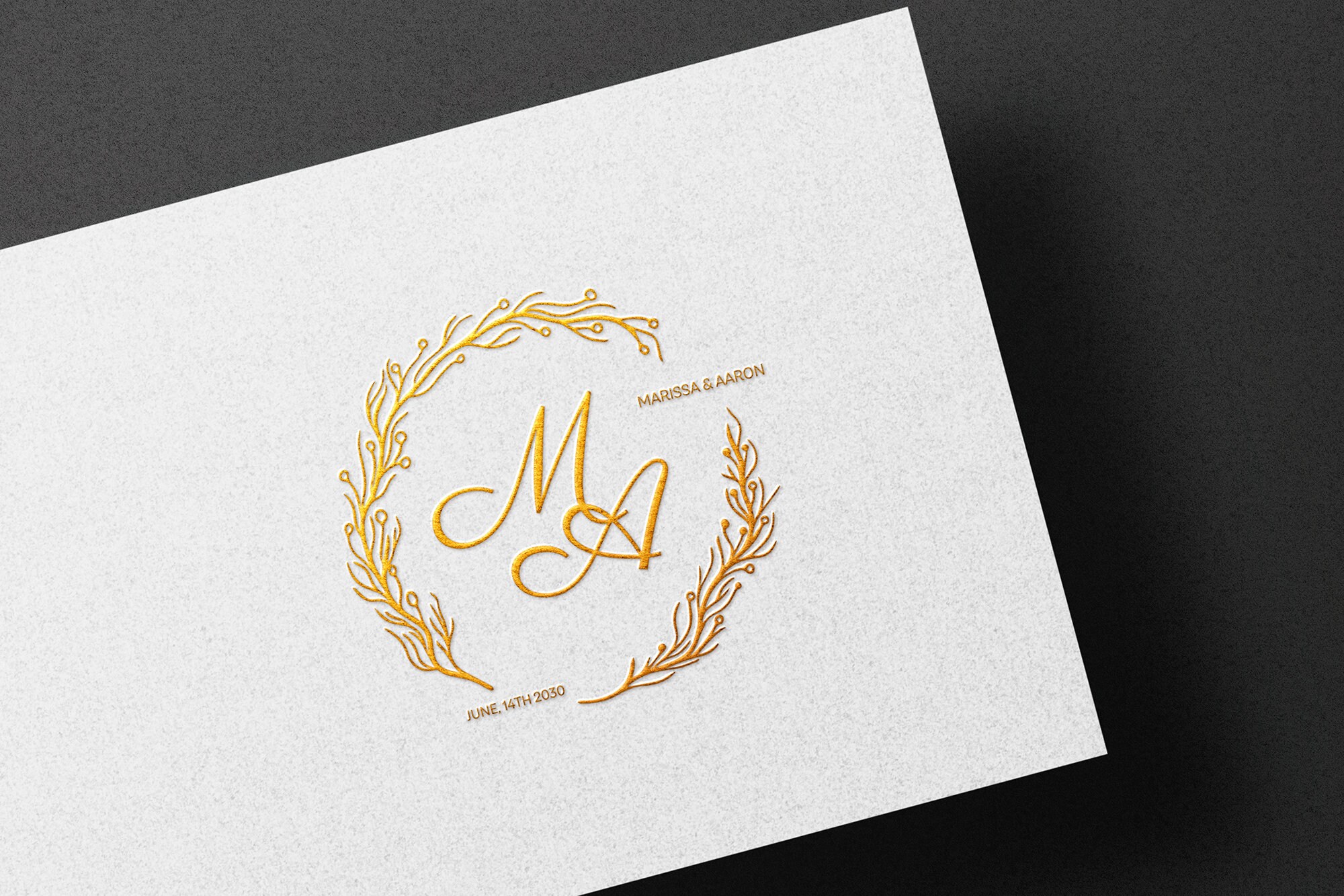 Hand Drawn Wedding Logo, Golden Wedding Monogram, Custom Wedding Logo ...