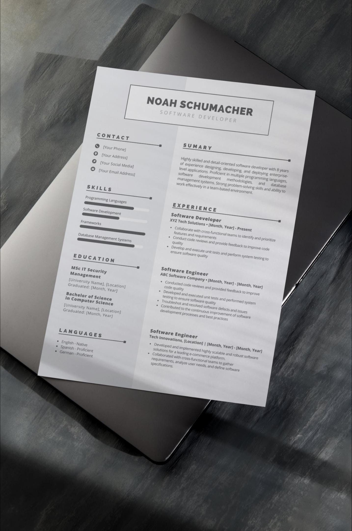 Modern Curriculum Vitae Canva Template, Clean Minimalist CV and Cover ...