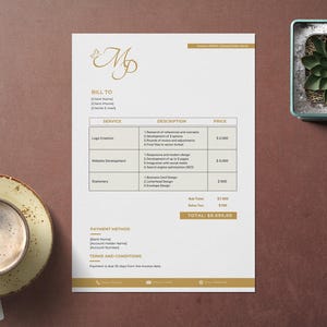 Editable Small Business Invoice, Receipt Form Template, Minimalist Bill ...