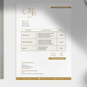 Editable Small Business Invoice, Receipt Form Template, Minimalist Bill ...