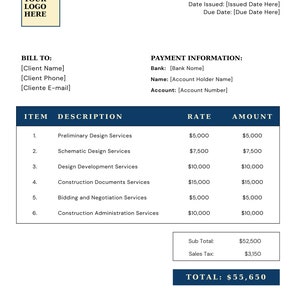 Social Media Invoice, Custom Invoice, Minimalist Bill of Sales, Small ...