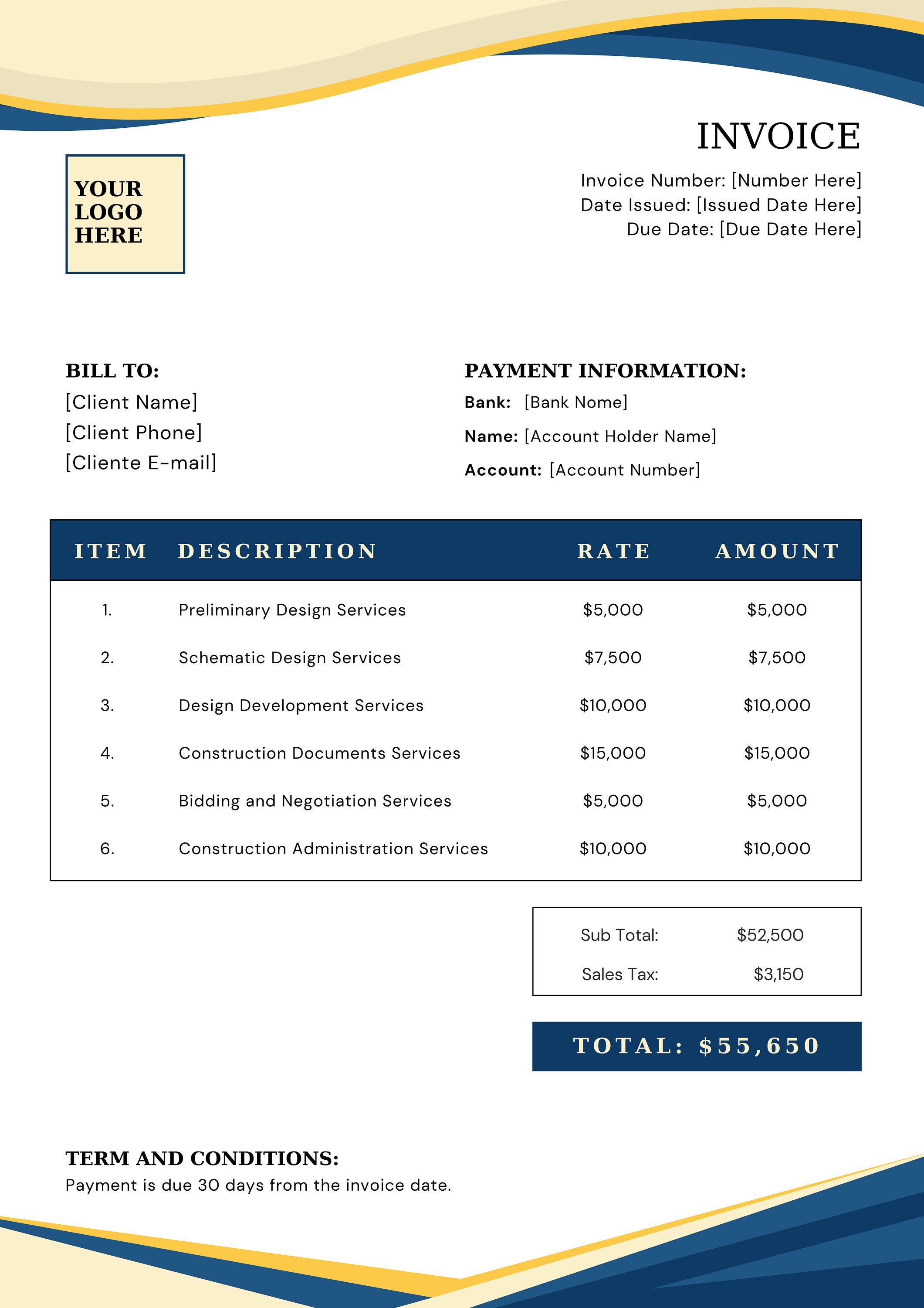 Social Media Invoice, Custom Invoice, Minimalist Bill of Sales, Small ...