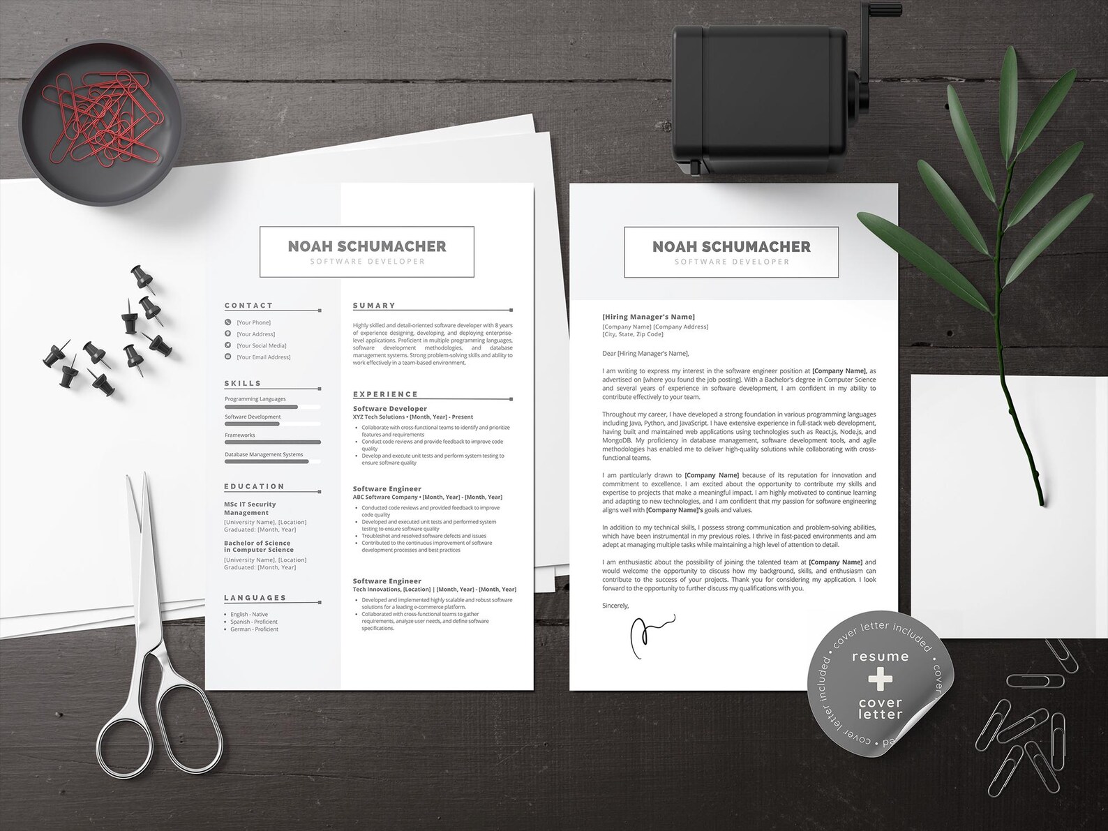 Modern Curriculum Vitae Canva Template, Clean Minimalist CV and Cover ...